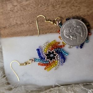 Hand Crafted | Jewelry | Pinwheels Beaded Colorful Earrings | Poshmark